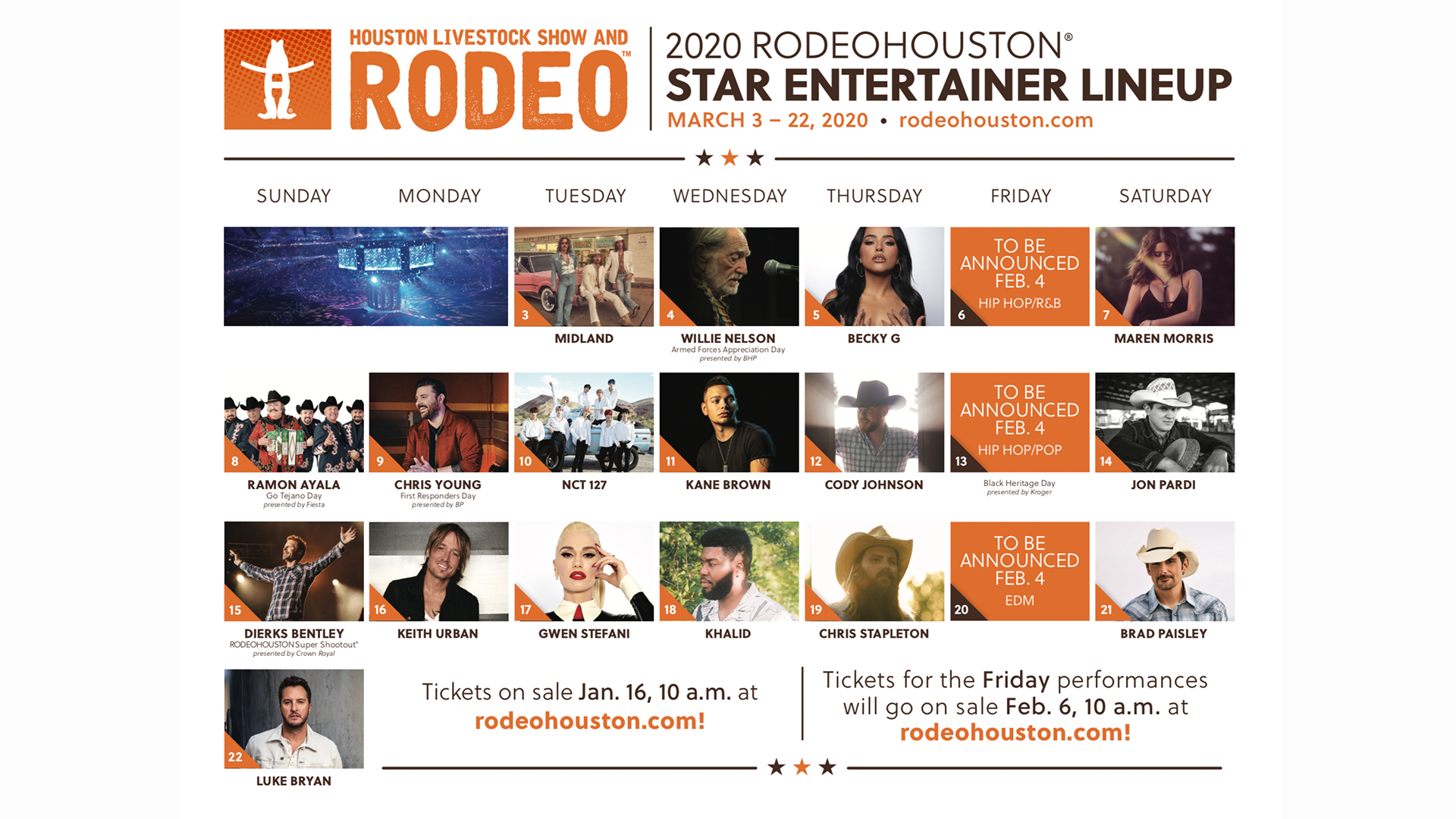 Esta es la lista de los artistas que participan en el Rodeo Houston ...