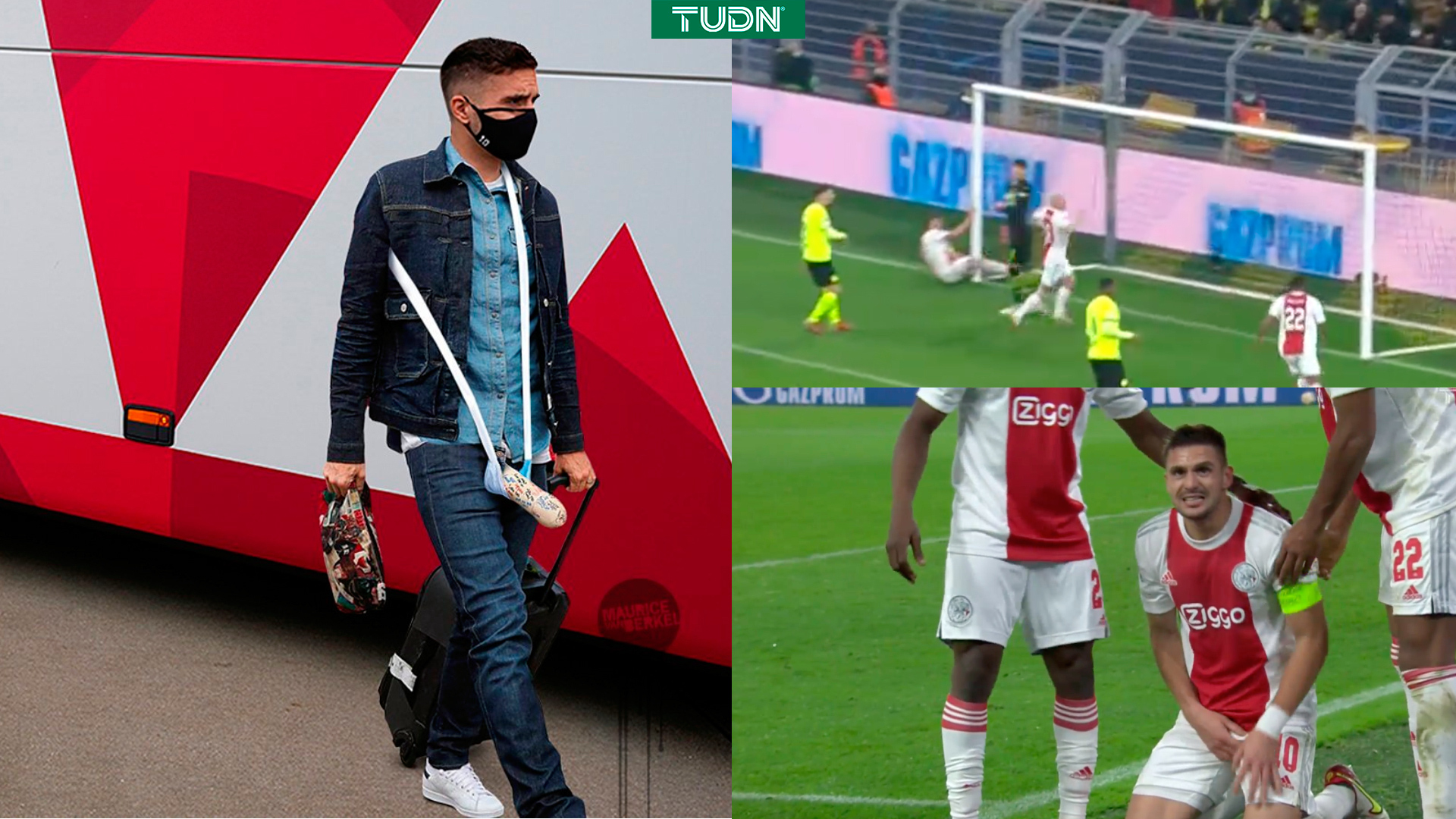 La peculiar férula de Tadic tras la lesión que se provocó en un gol ...