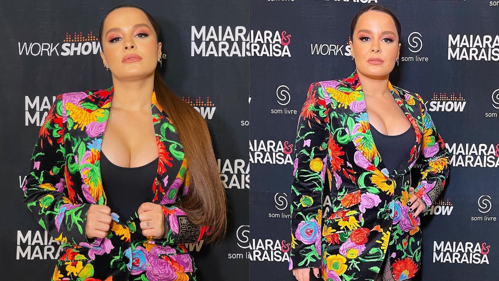 Maiara combina legging transparente de grife com blazer alongado | Mulher Moda | Mulher