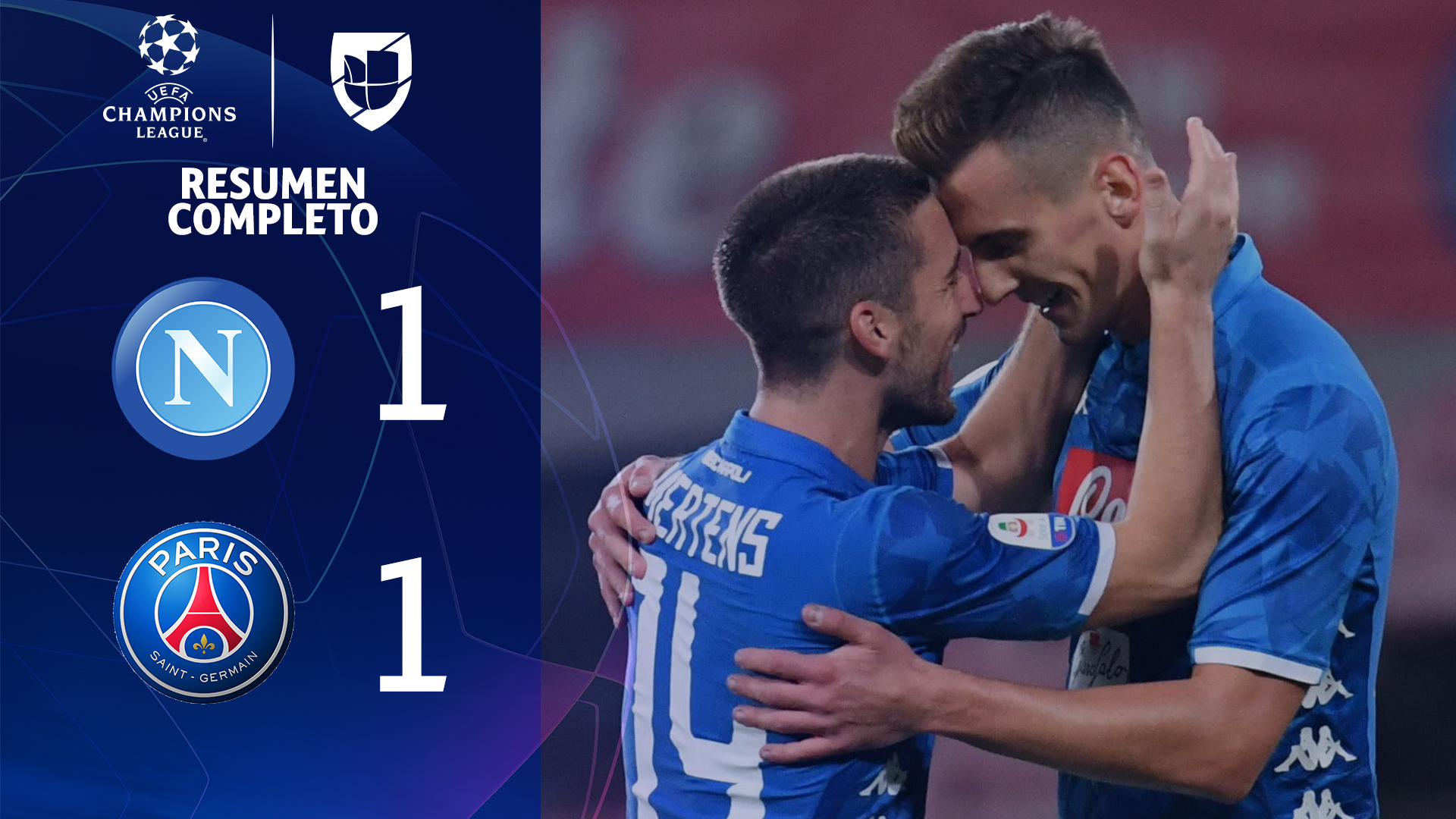 Napoli 1-1 PSG - GOLES Y RESUMEN - Grupo C - UEFA Champions League ...