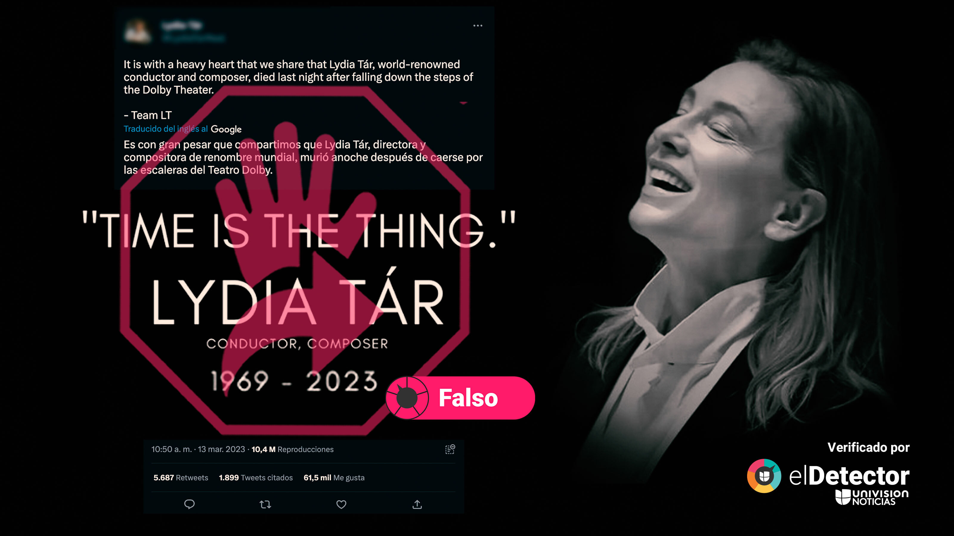 La “directora” de orquesta “Lydia Tár” NO murió en los Oscar al “caer ...