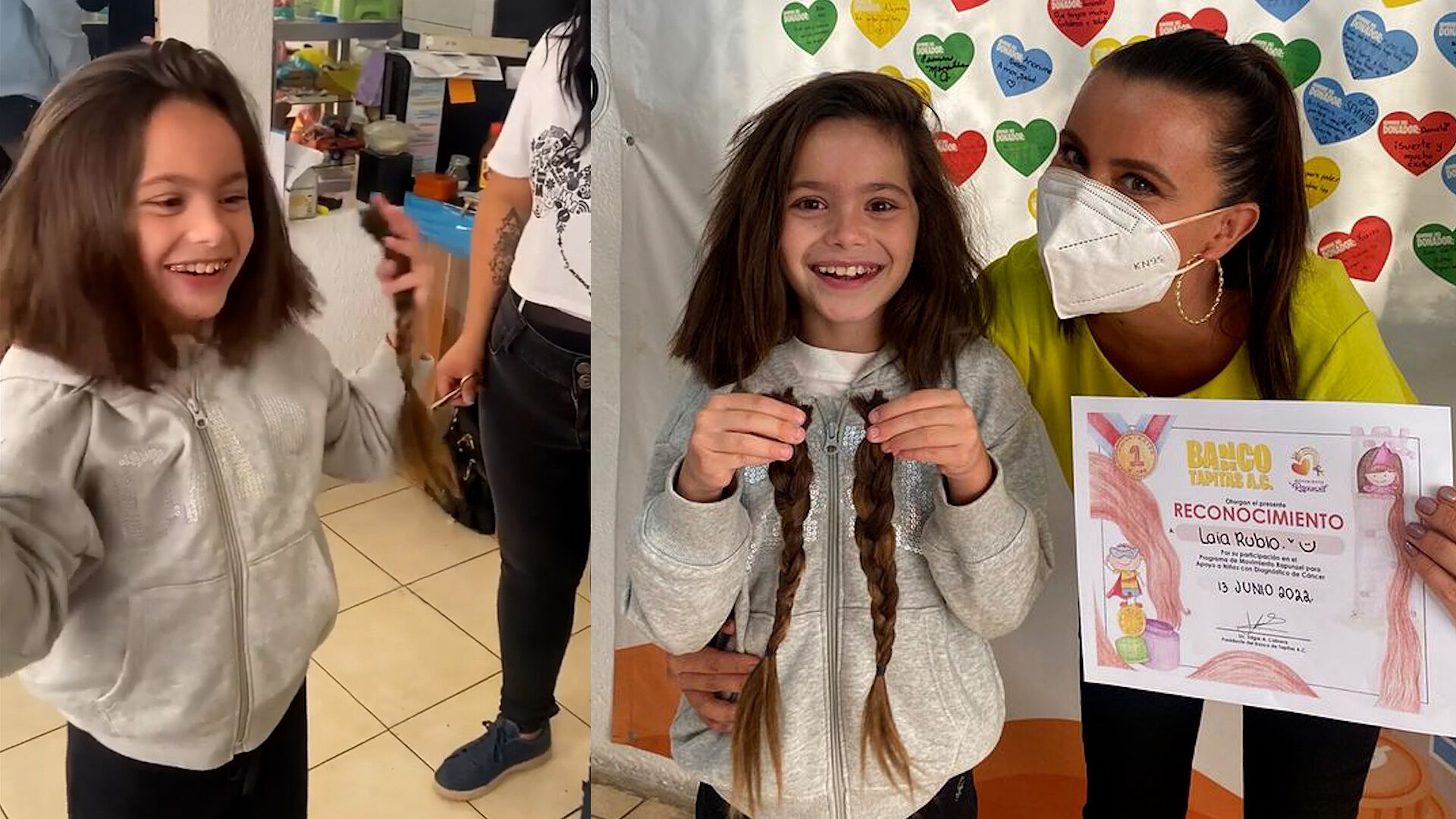 Laia, la hija de Mariazel, decidió donar su cabello a niños con cáncer ...