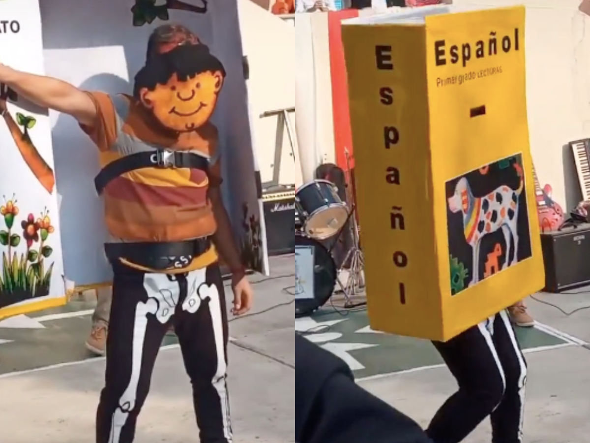 Viral: Se disfraza de libro de la SEP a ritmo de Yari Mejía y deslumbra ...
