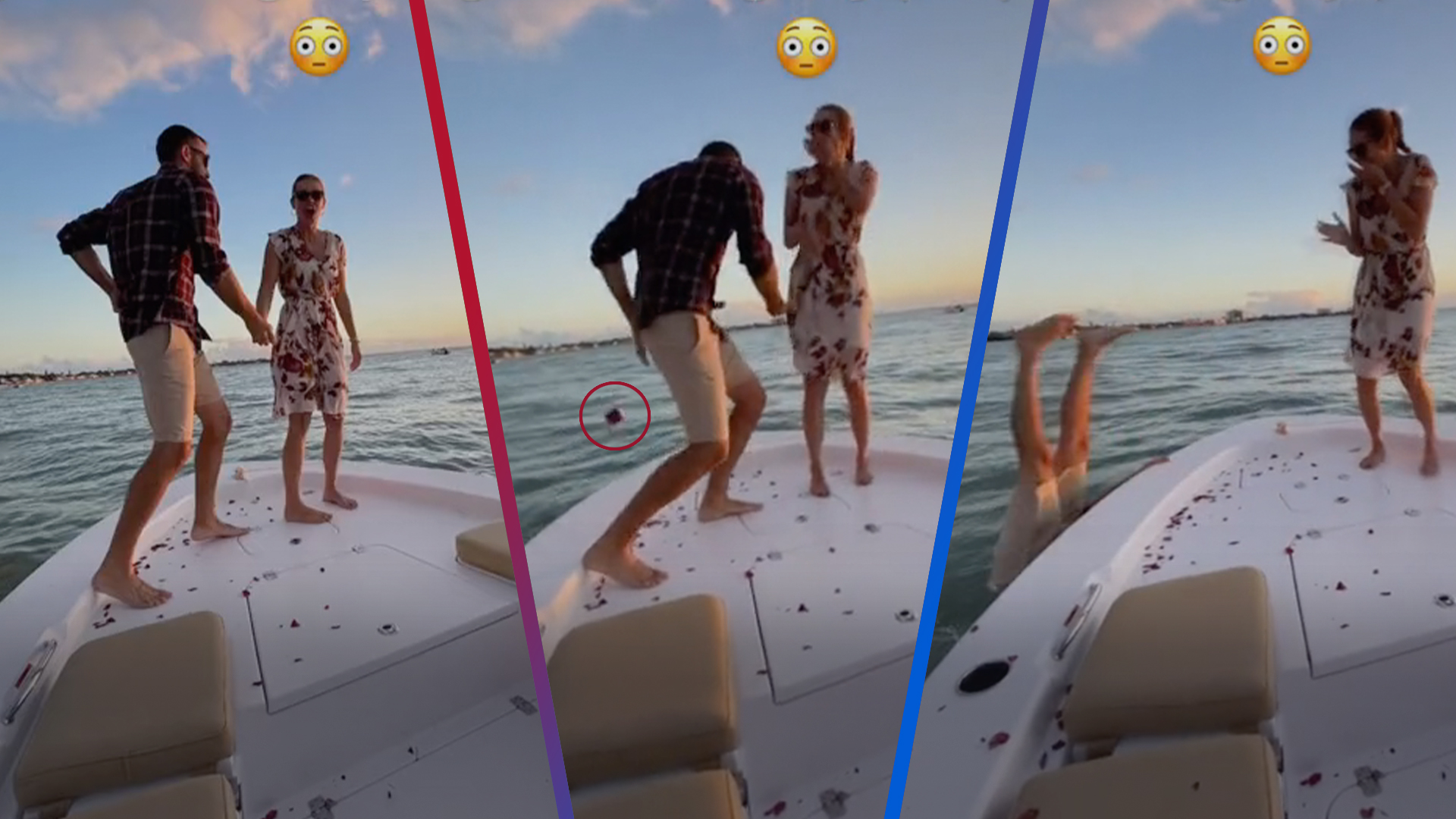 Hombre le pide matrimonio a su novia en un yate y tira el anillo al mar por accidente (pero ...