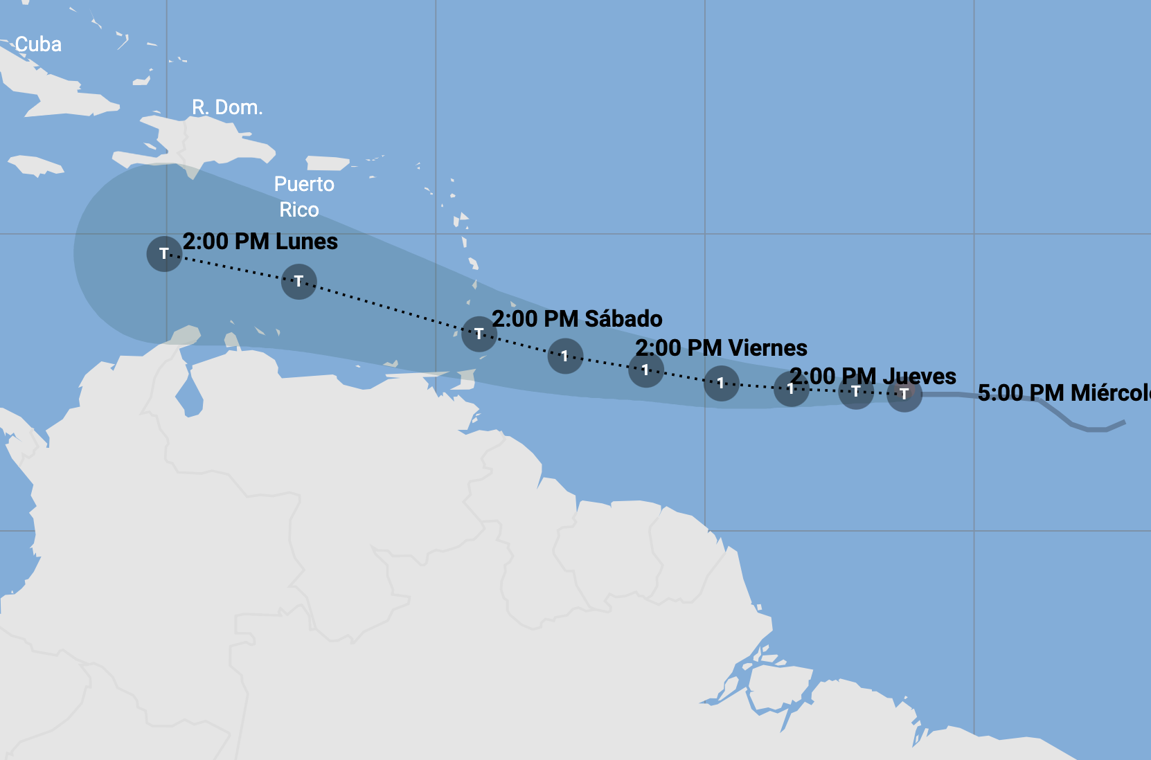 Sigue la trayectoria actualizada de la tormenta tropical Gonzalo ...