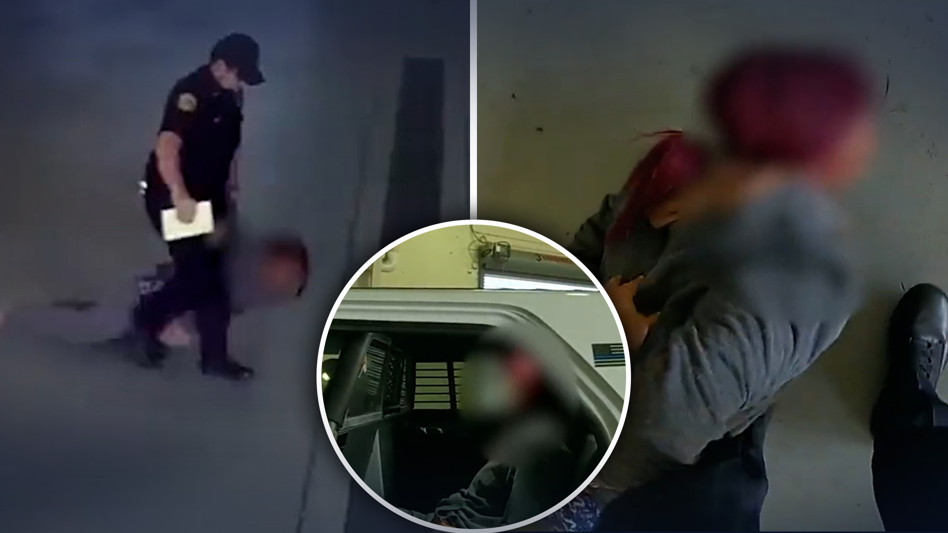 El agente Gregory Damon arrastra a una mujer para arrestarla y es ...