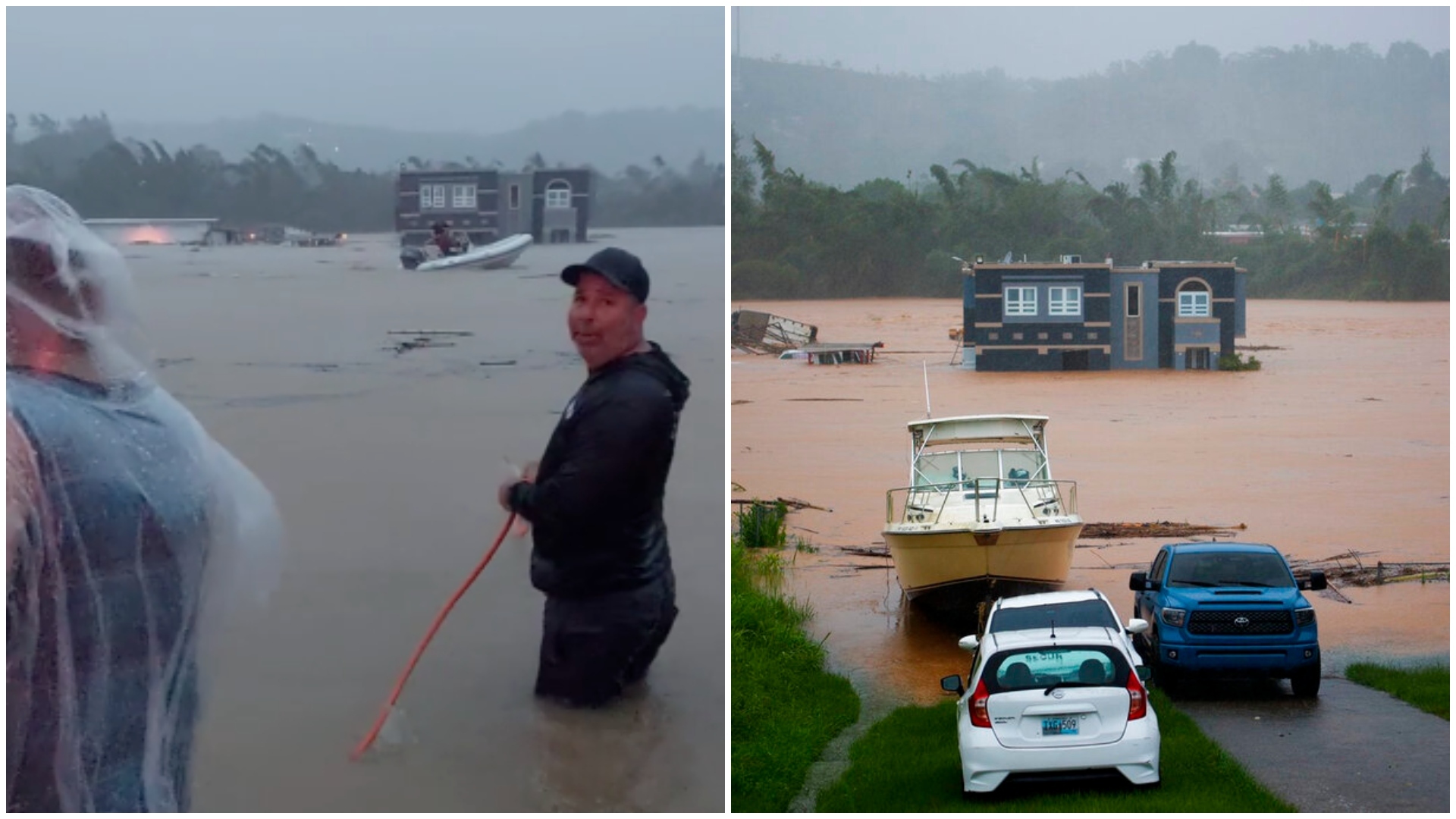 Rescatan a una familia de casa inundada por el huracán Fiona en Puerto ...