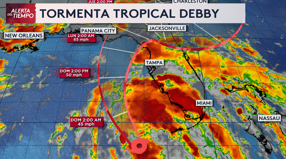 Tormenta tropical Debby se enfila hacia el noroeste de Florida: esto se espera en Tampa y ...