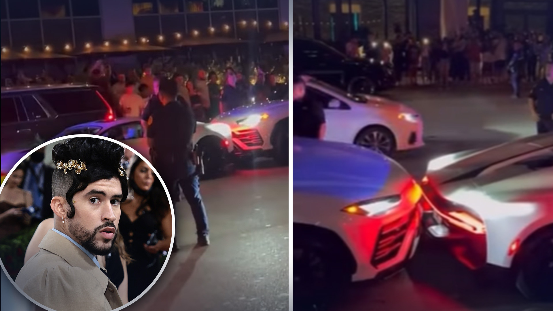 El Bugatti Chiron de Bad Bunny es chocado por un Lamborghini Urus en su ...