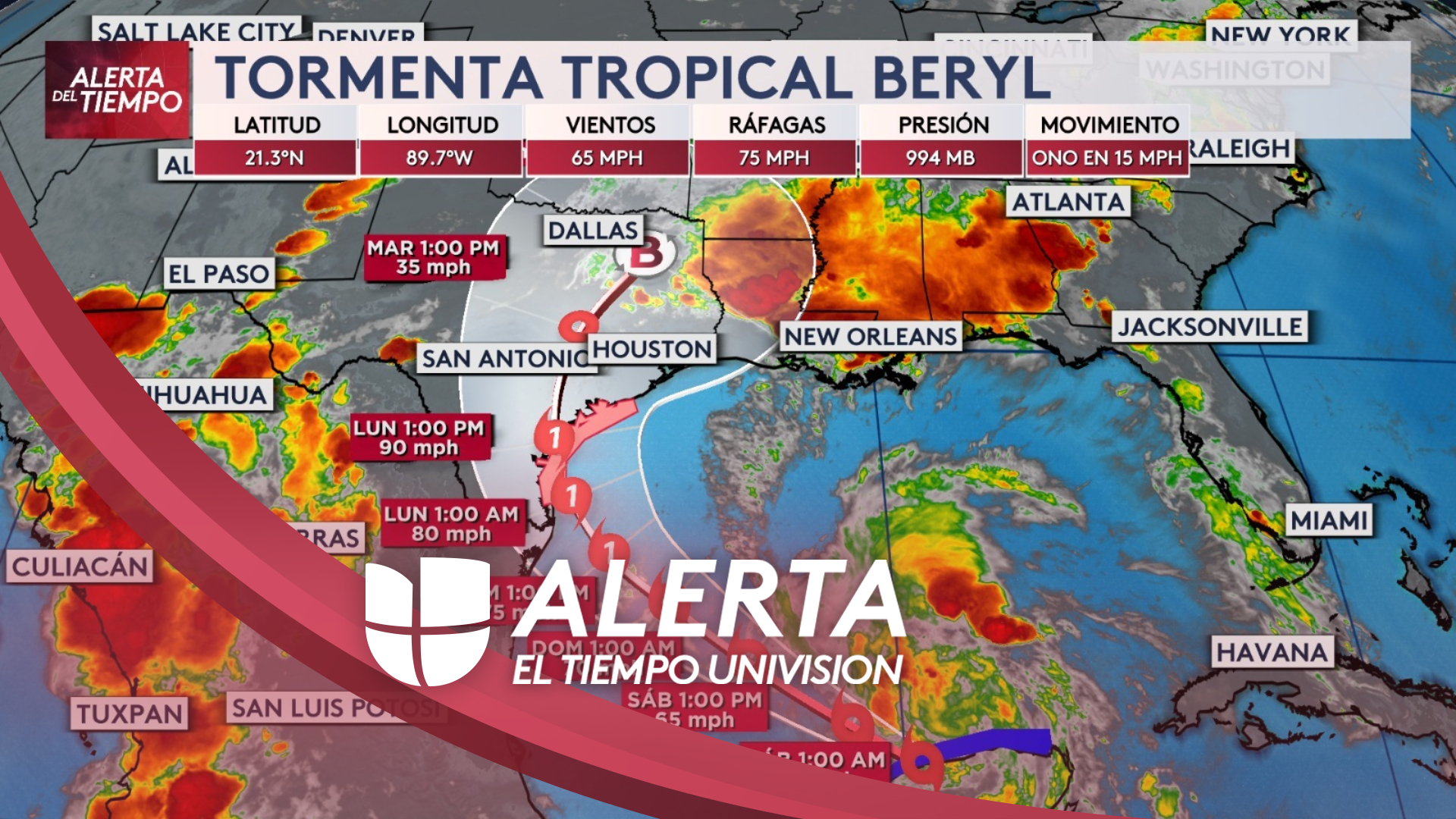 Esta es la posible trayectoria de Beryl en Texas, donde podría llegar como huracán | Video ...