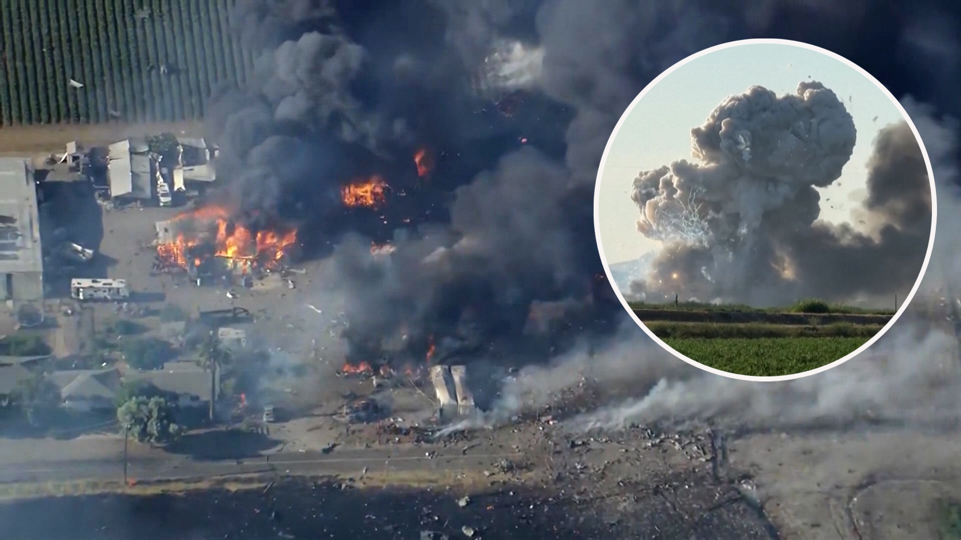 Explosión en almacén de fuegos artificiales en California lanza columna ...