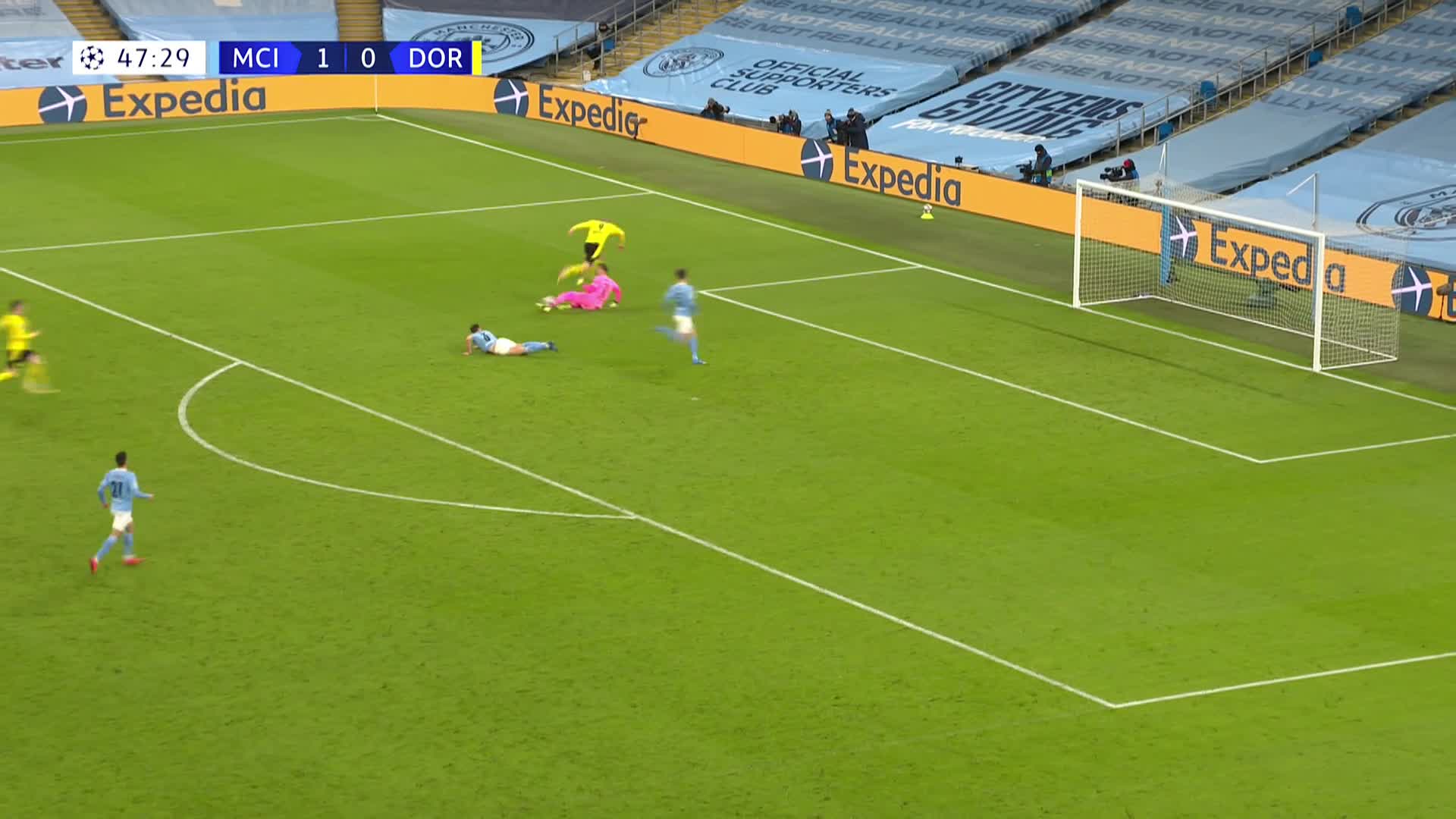 ¡TIRO ATAJADO! disparo por Erling Haaland. | Deportes UEFA Champions ...