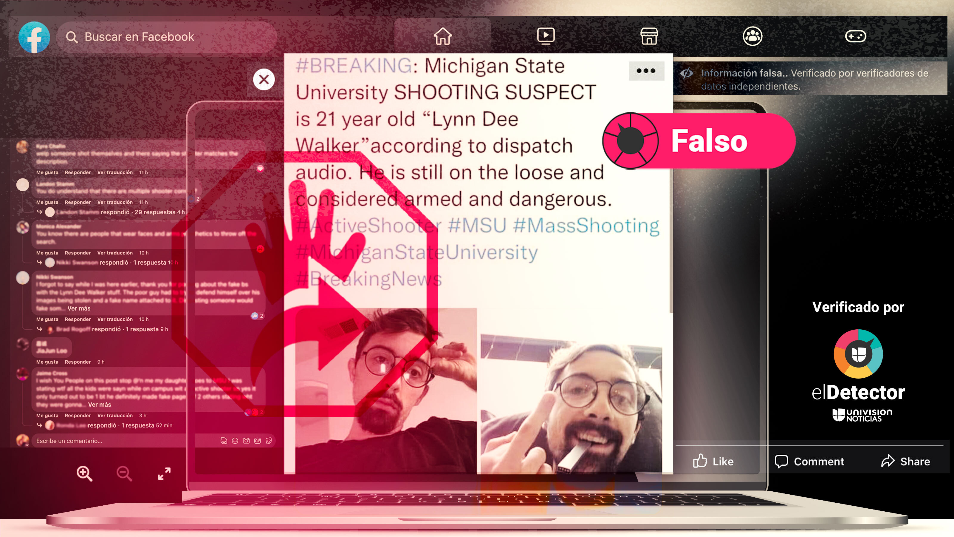 Es falso que el sospechoso del tiroteo en la Universidad Estatal de Michigan sea “Lynn Dee ...
