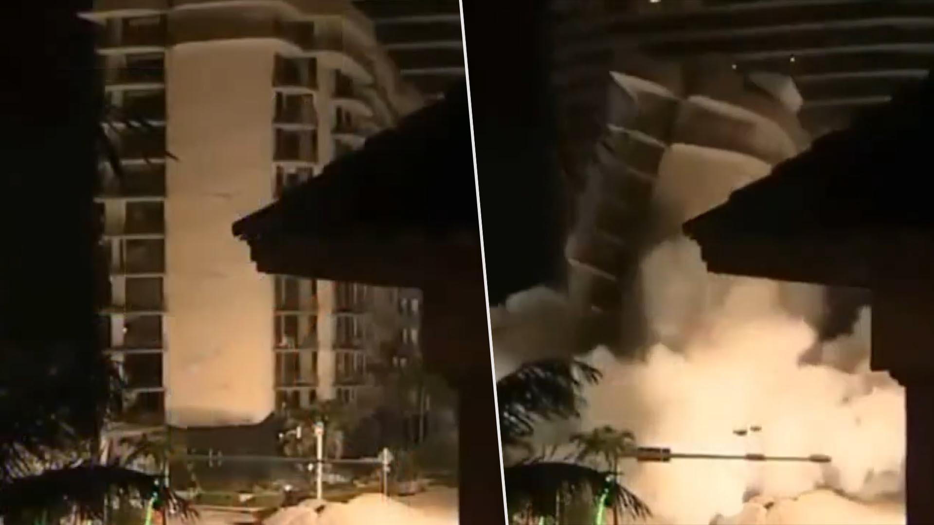 Autoridades hacen implosión controlada de los restos del edificio colapsado en Surfside - Miami