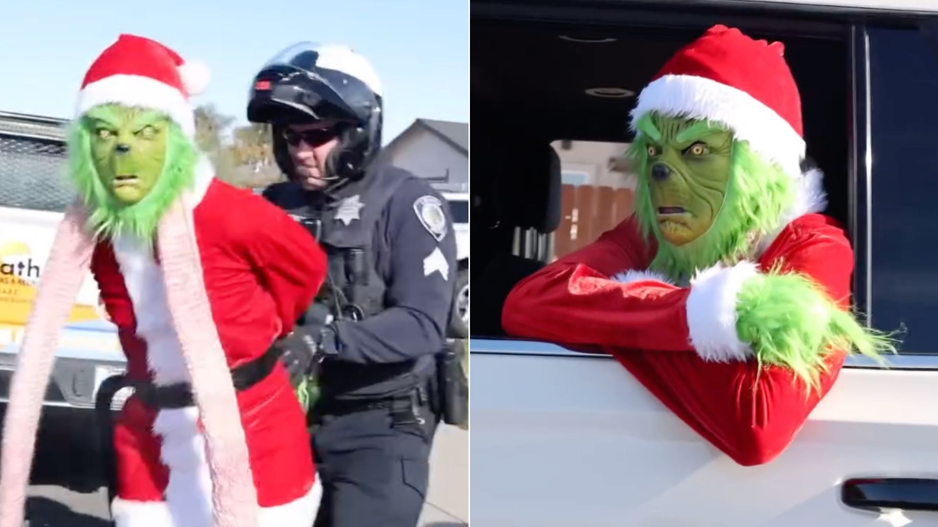 Video del momento en que el Grinch es arrestado por la policía en un ...