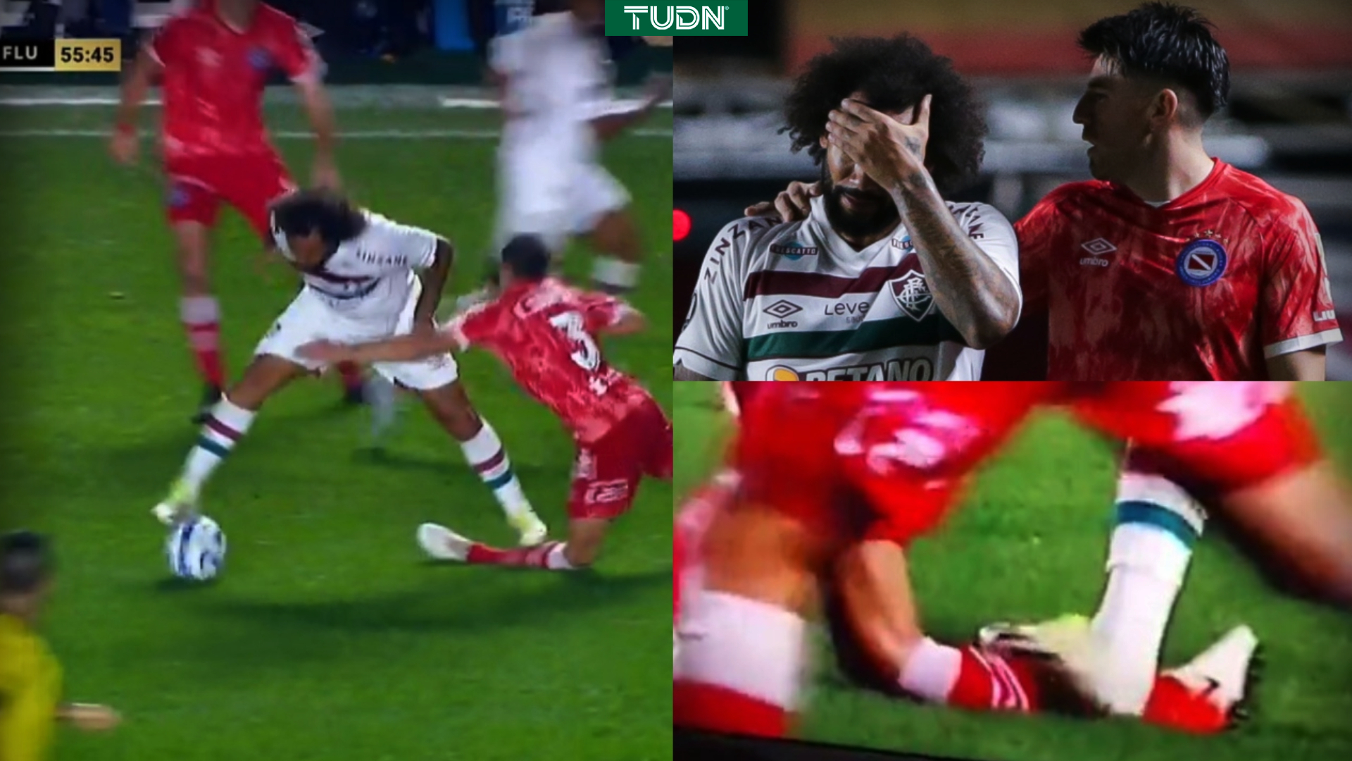 ¡Brutal fractura! Marcelo rompe en llanto tras lesionar a rival | TUDN Copa Libertadores | TUDN