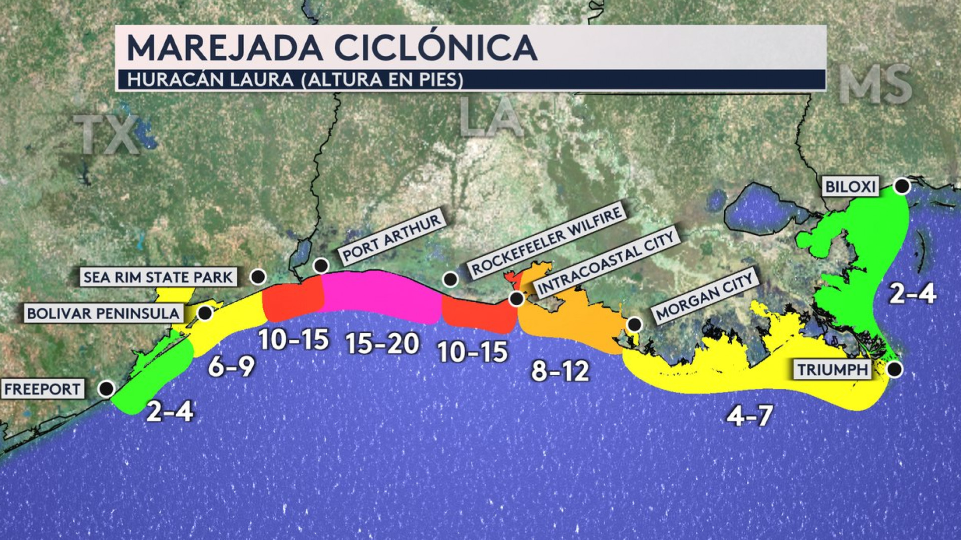 ¿Cuáles serían las zonas más afectadas de Texas y Luisiana por el ...