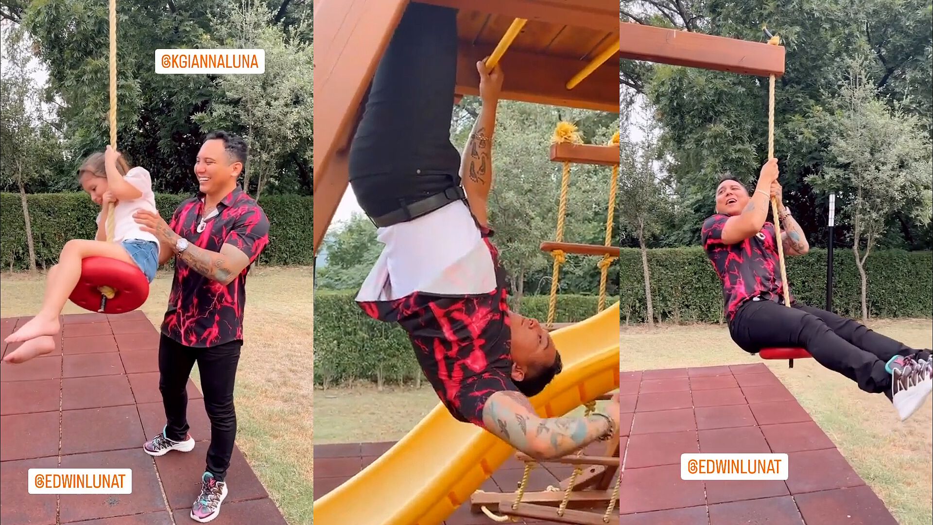 Edwin Luna se divierte como niño en el festejo de su hija y se sube a ...