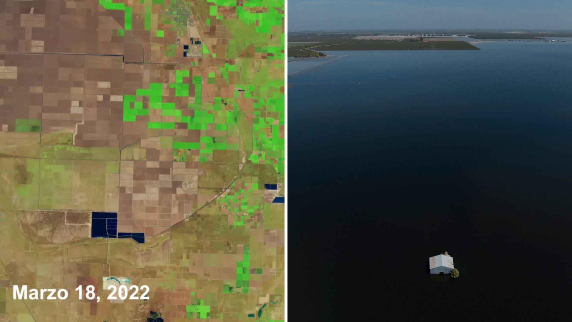 Lago de Tulare: El antes y después de las inundaciones al centro de ...