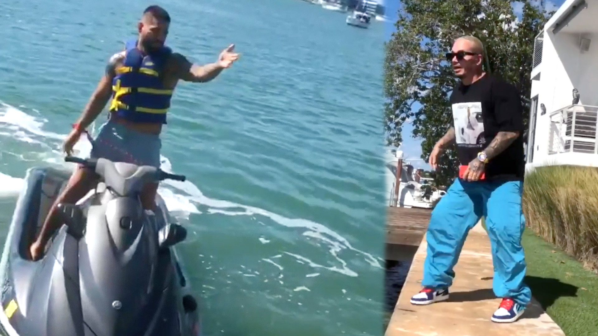 “El parcerito empezó“: Maluma visitó en moto acuática a J Balvin y ...