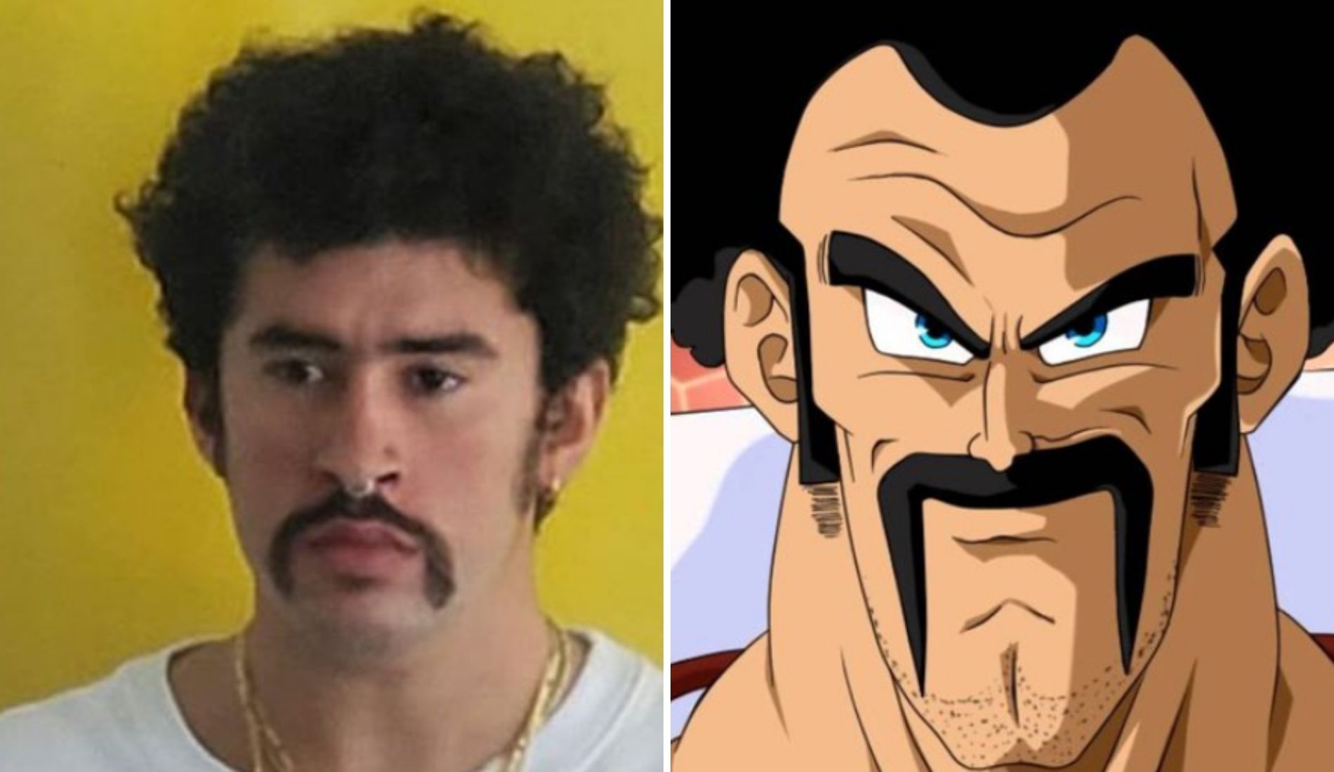 Bad Bunny reapareció en redes con un afro y bigote... y parece meme ...