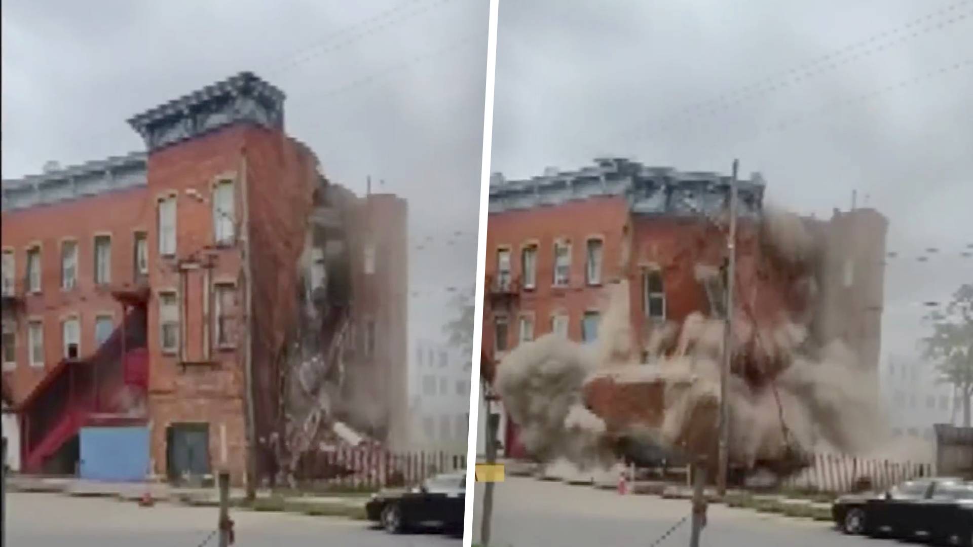 Captan el impresionante colapso de un edificio en Ohio minutos después ...