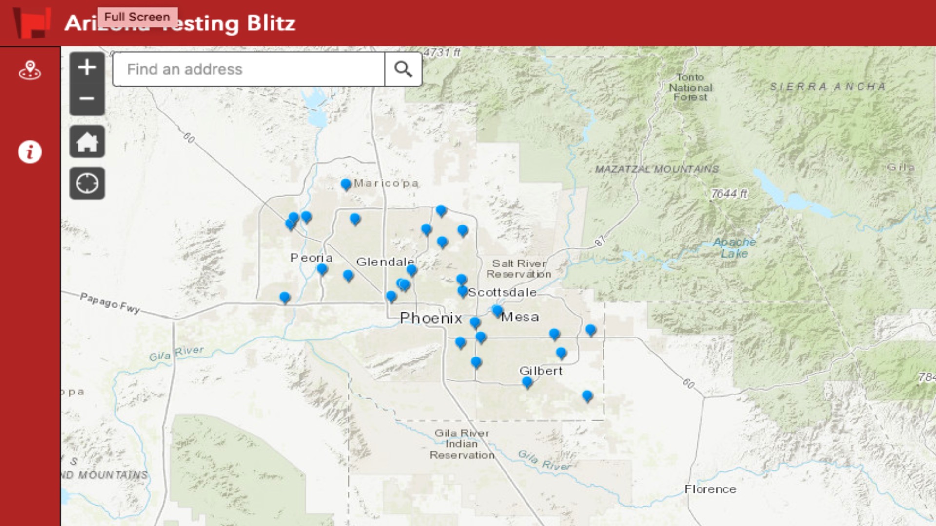 Un mapa interactivo te lleva a los sitios donde se realizan las pruebas ...