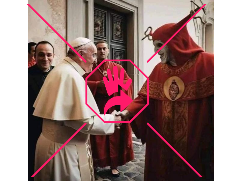 Esta foto del papa estrechando la mano de un hombre vestido como diablo es falsa | Noticias ...