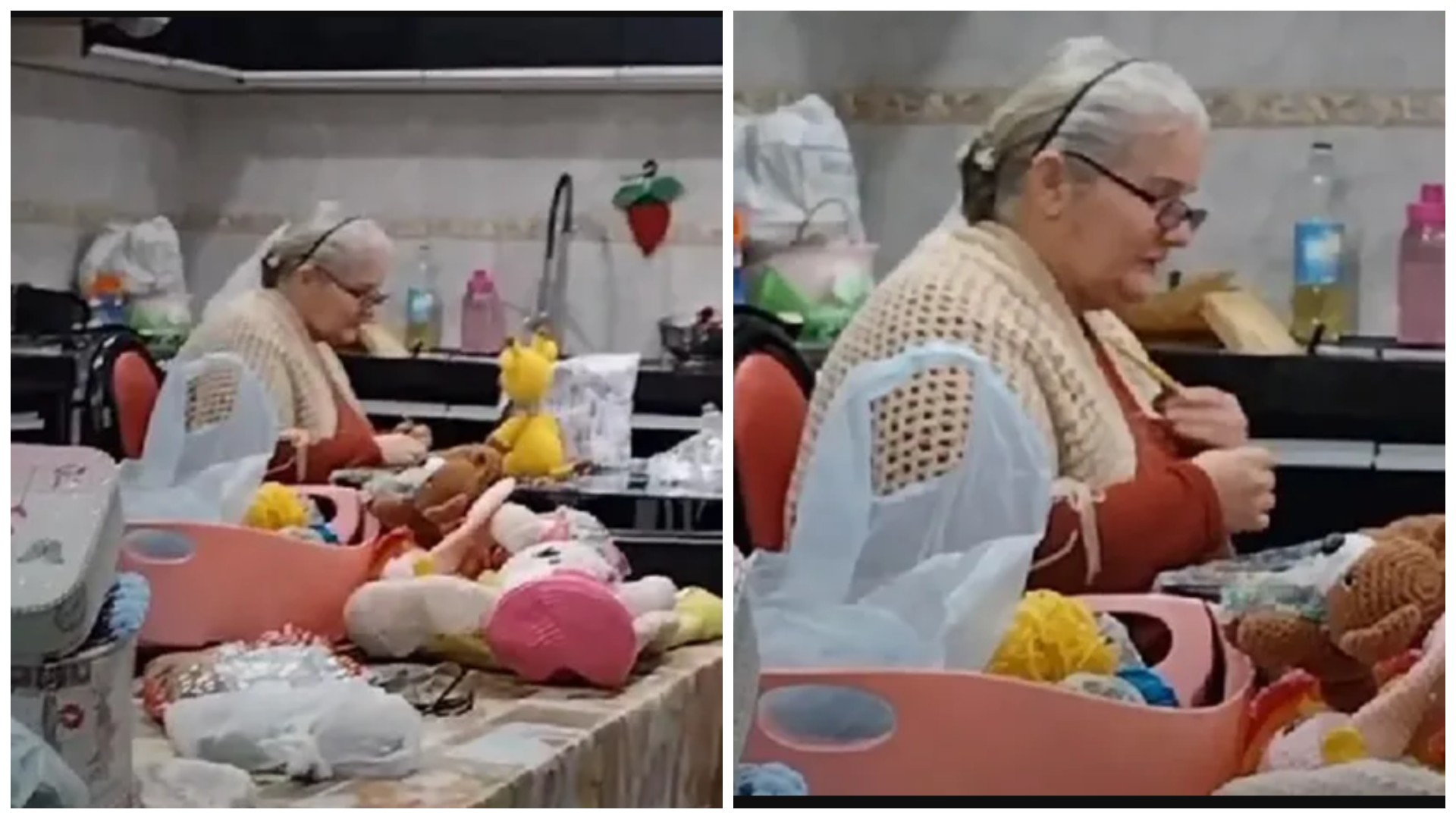 Abuelita hace en vivos para enseñar como teje pero solo la ve una ...