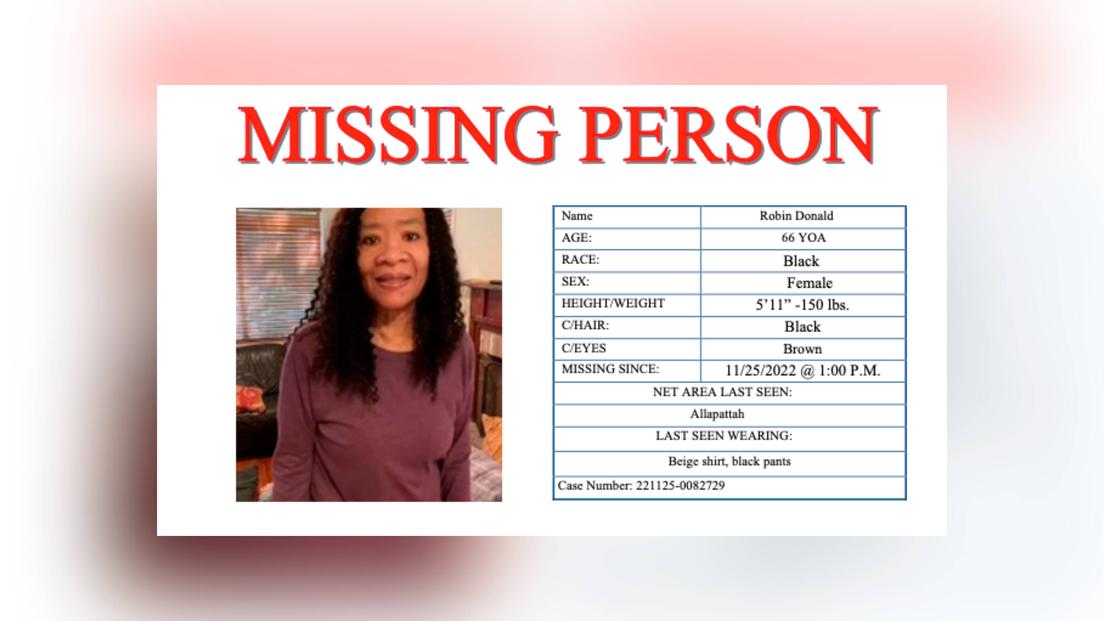 Piden ayuda para hallar a Robin Donald de 66 años desaparecida en Miami ...