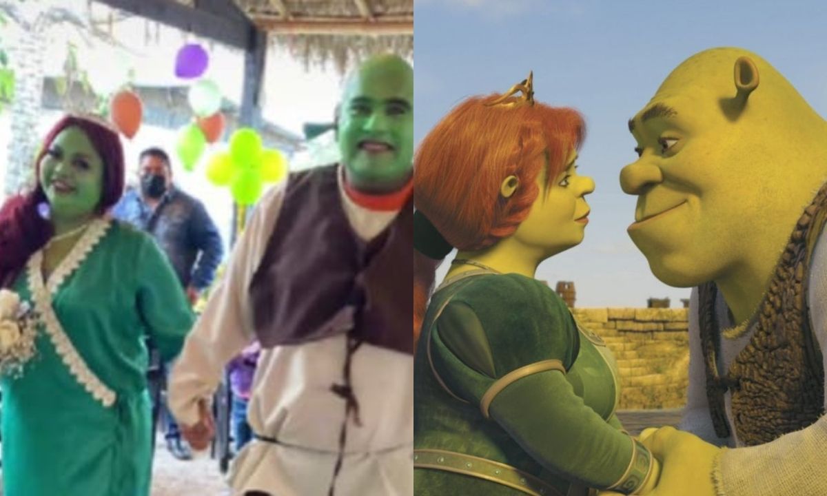 Pareja impacta al celebrar su boda con disfraces de Shrek y Fiona | Shows Viral | Las Estrellas