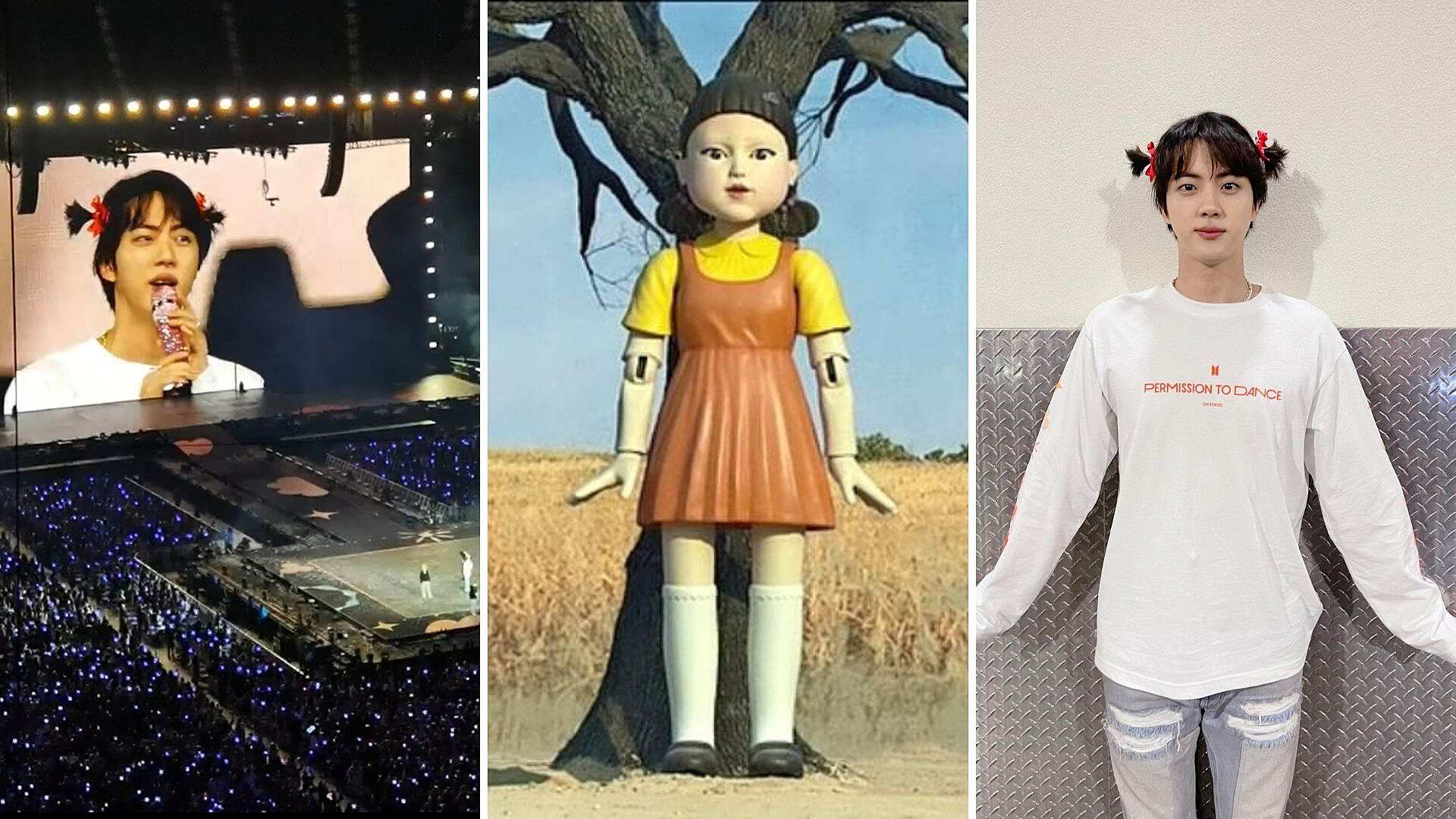 Jin de BTS aparece en concierto con colitas y lo comparan con la muñeca ...