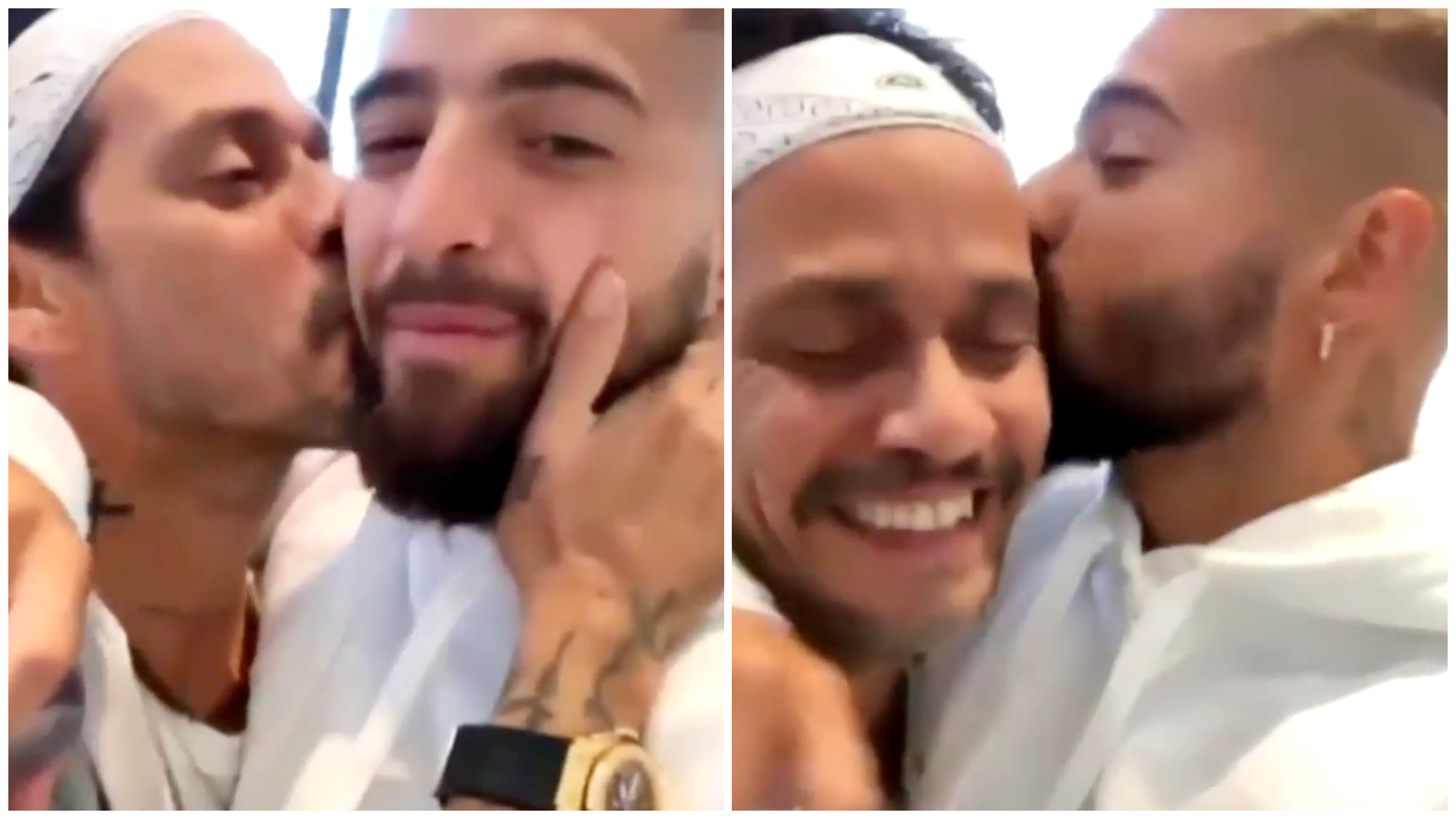 Con besos y abrazos, Maluma y Marc Anthony demuestran que se aman como ...