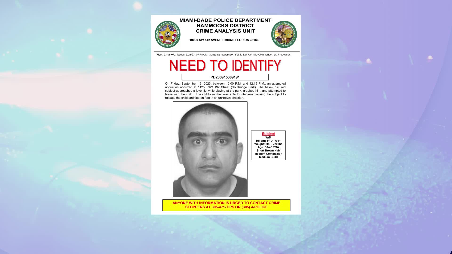 Revelan Retrato Hablado De Sospechoso De Intento De Secuestro A Niño De