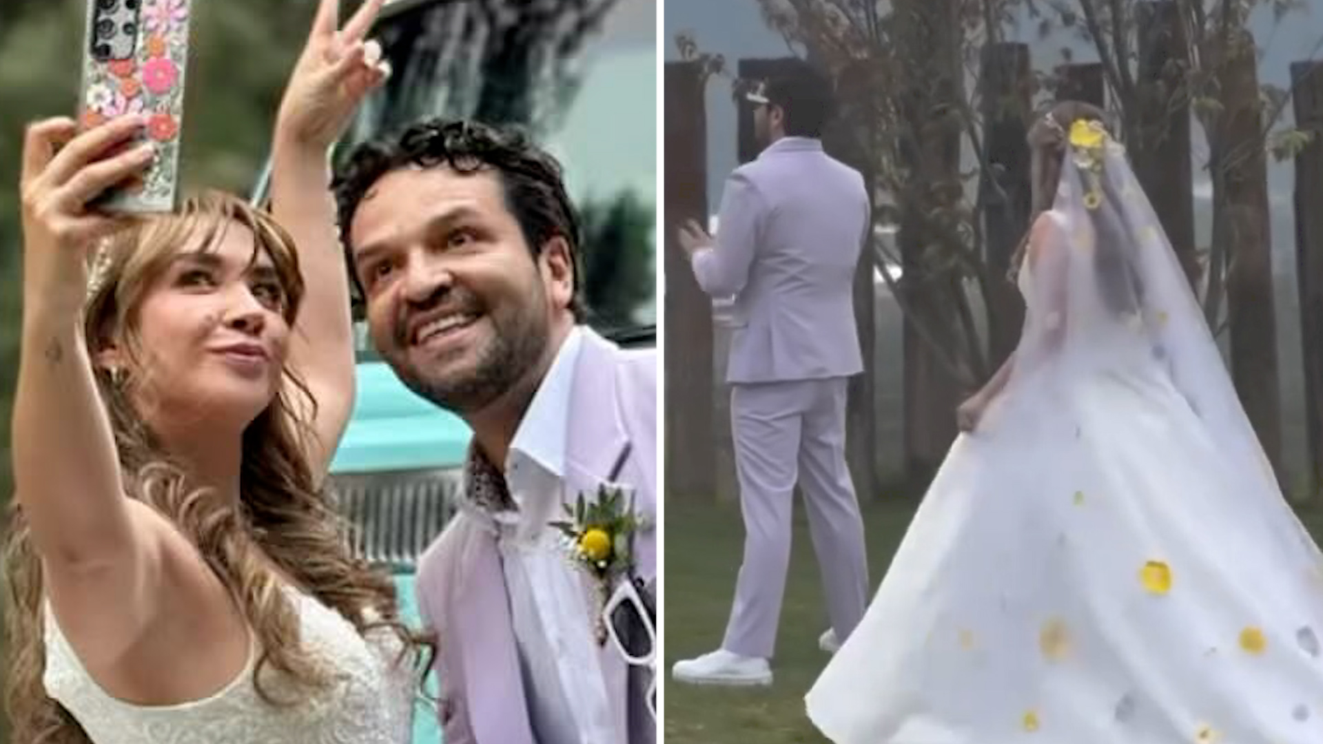 Boda de Daniela Luján y Mario Monroy: usó un velo de novia lleno de ...