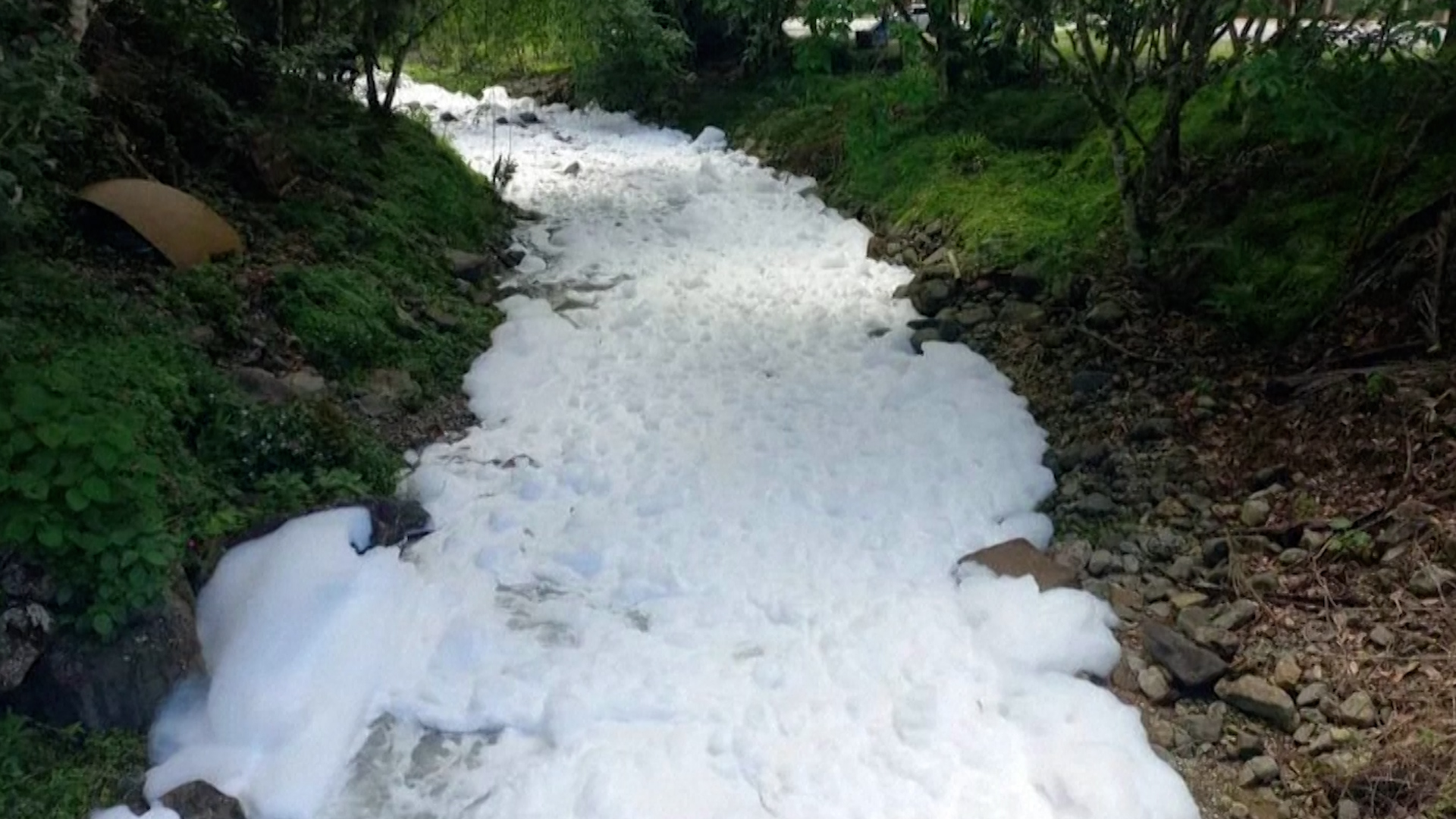 Un río de espuma blanca: el peligroso derrame de ácido en un arroyo de ...